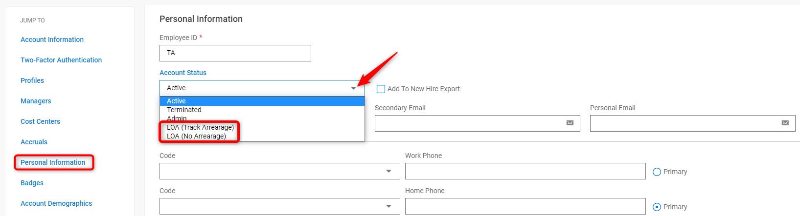 LOA Maintenance Guide (Track Arrearage) (New UI) – Inova Payroll