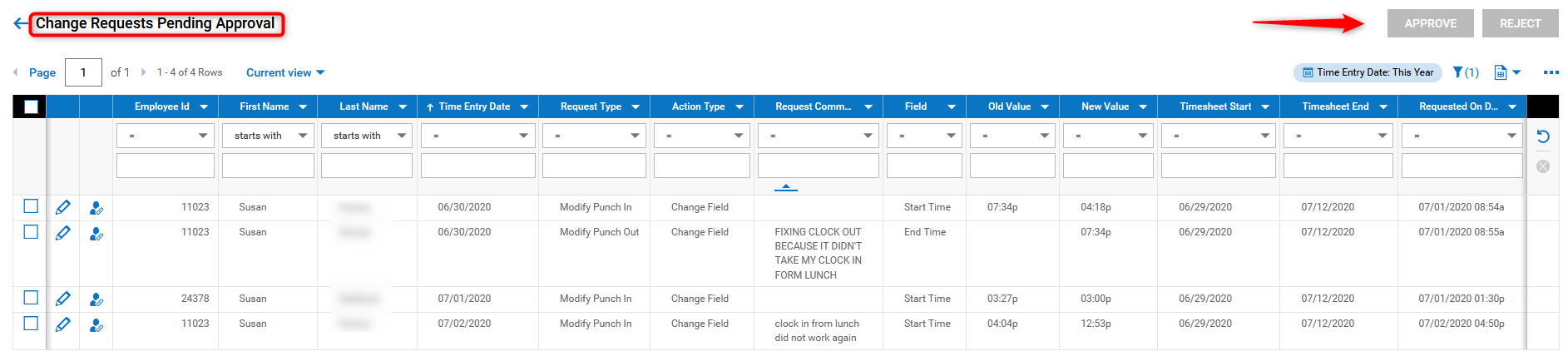 Review Timesheet Change Requests (New UI) – Inova Payroll