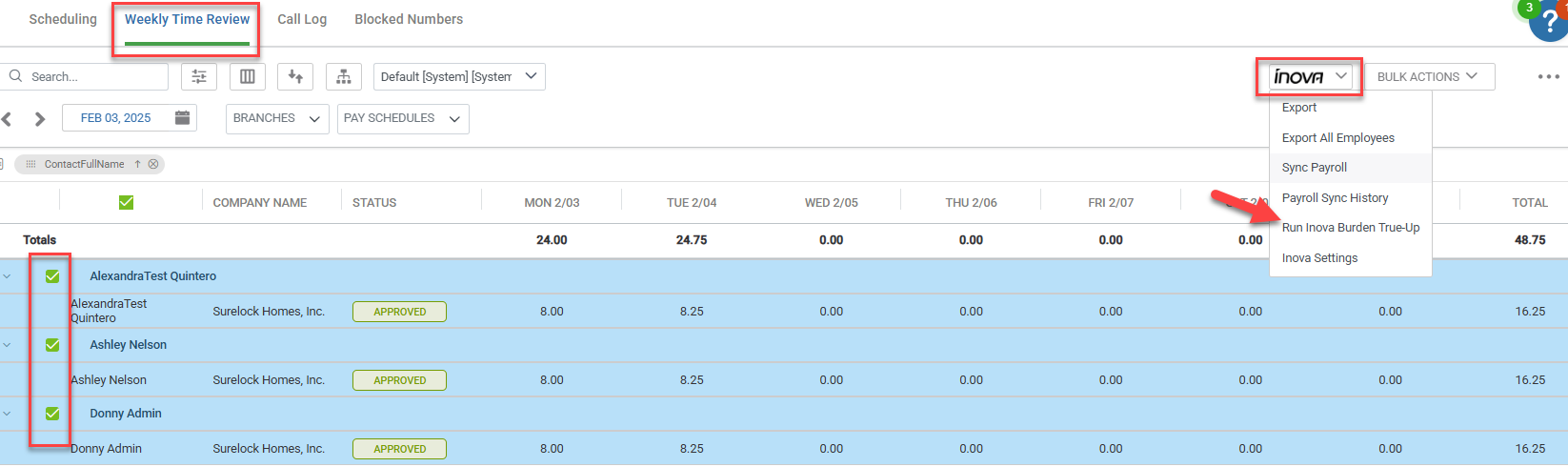 Aspire - Labor Burden True Up – Inova Payroll