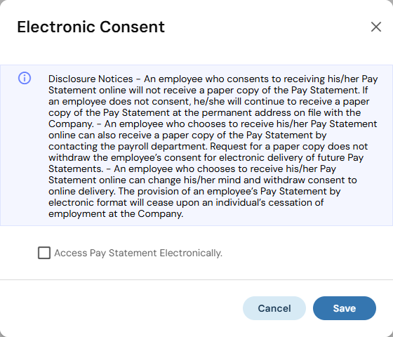 UKG Electronic Pay Statements Only Consent – Inova Payroll