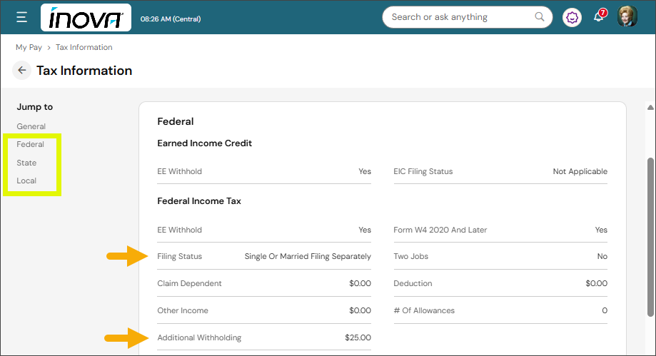 UKG Employee Submitting Tax Updates – Inova Payroll